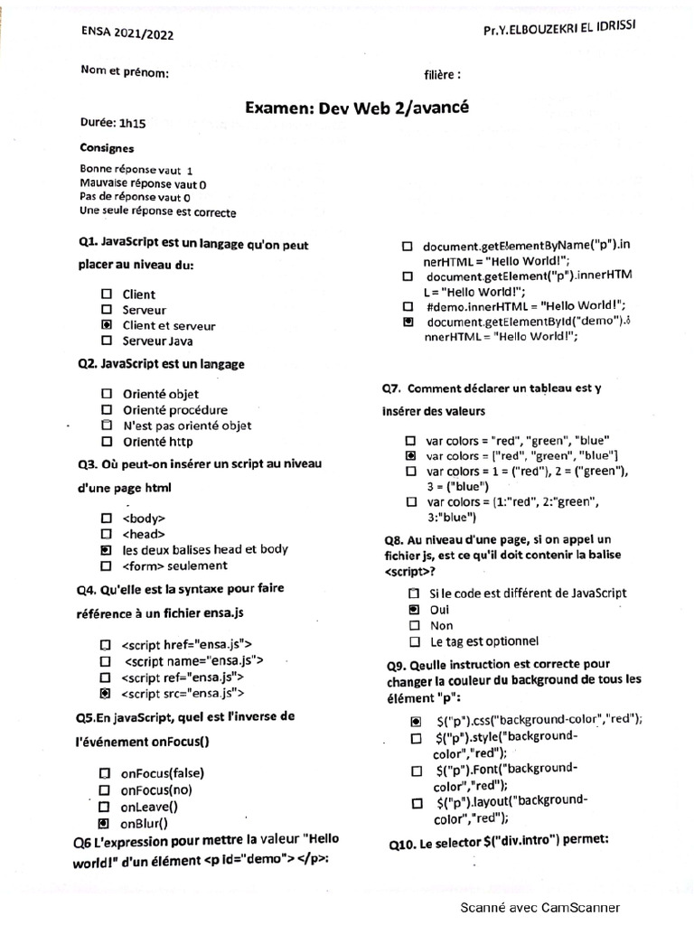 Corr - Examen Final Js 2021-2022 | PDF