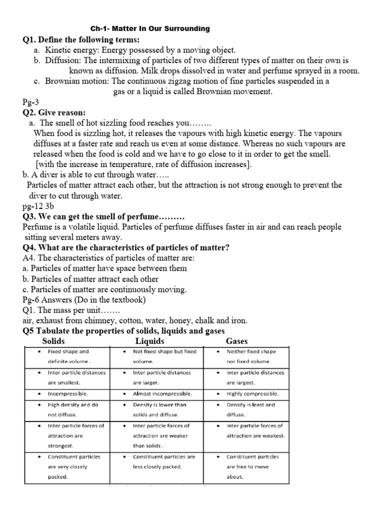 Ch-1 Matter in Our Surroundings-Notes | PDF | Latent Heat | Gases