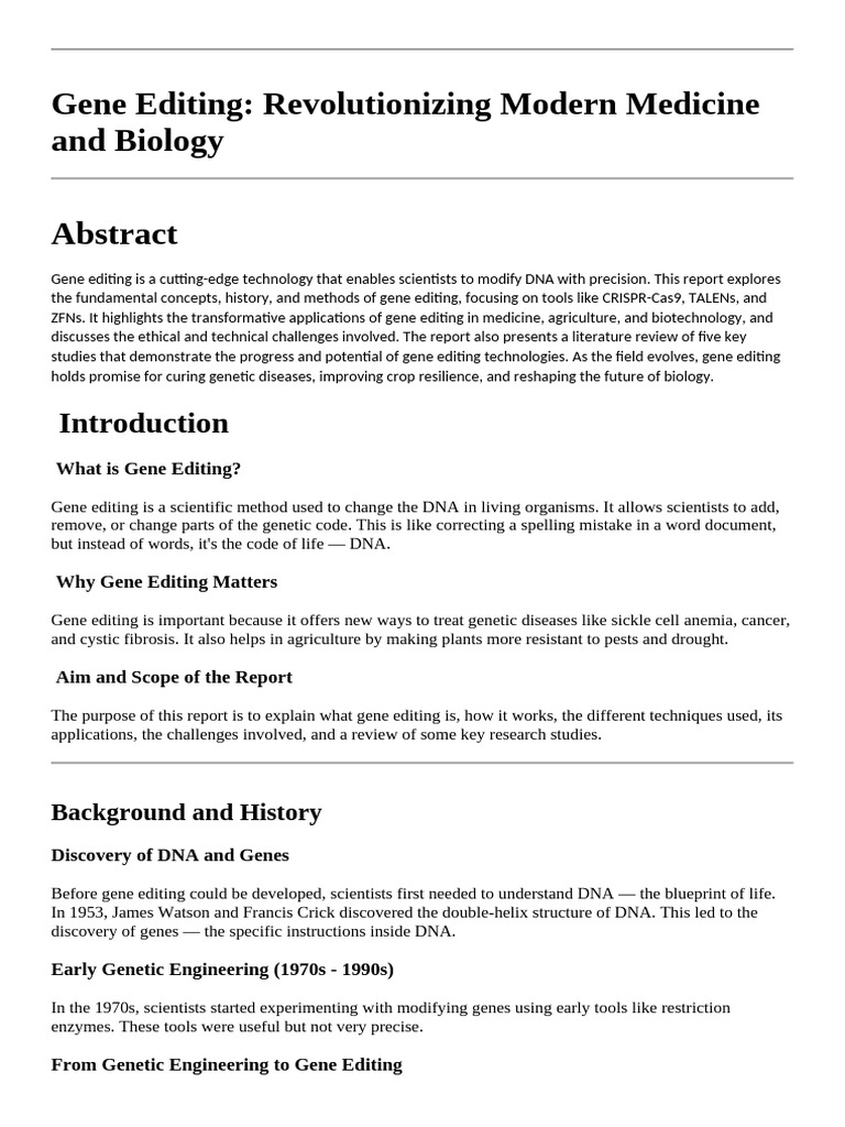 Gene Editing | PDF | Restriction Enzyme | Genetic Engineering