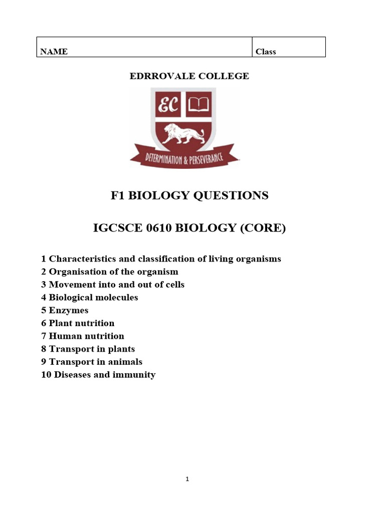 IGCSCE Biology F1 Exam Questions | PDF | Fungus | Biology