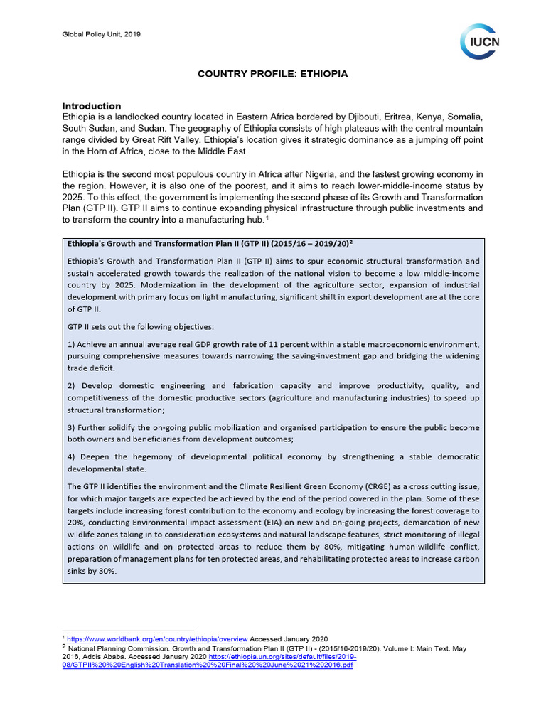 Ethiopia Country Profile | PDF | Agriculture | Biodiversity