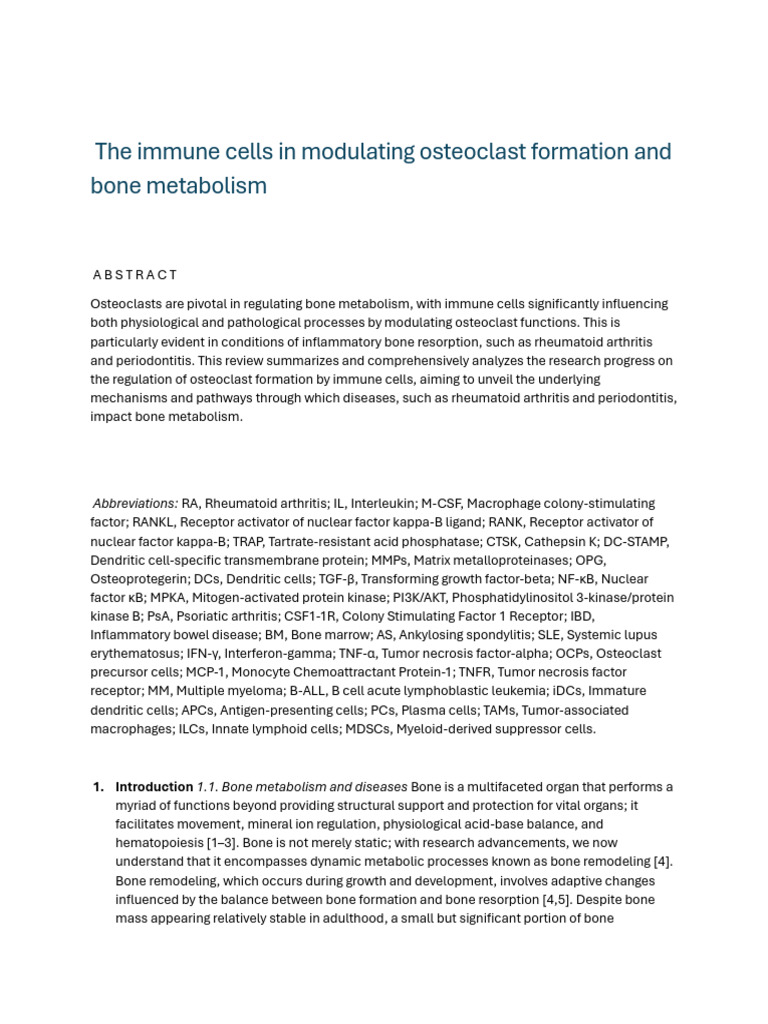 The immune cells in modulating osteoclas | PDF | Bone | Macrophage