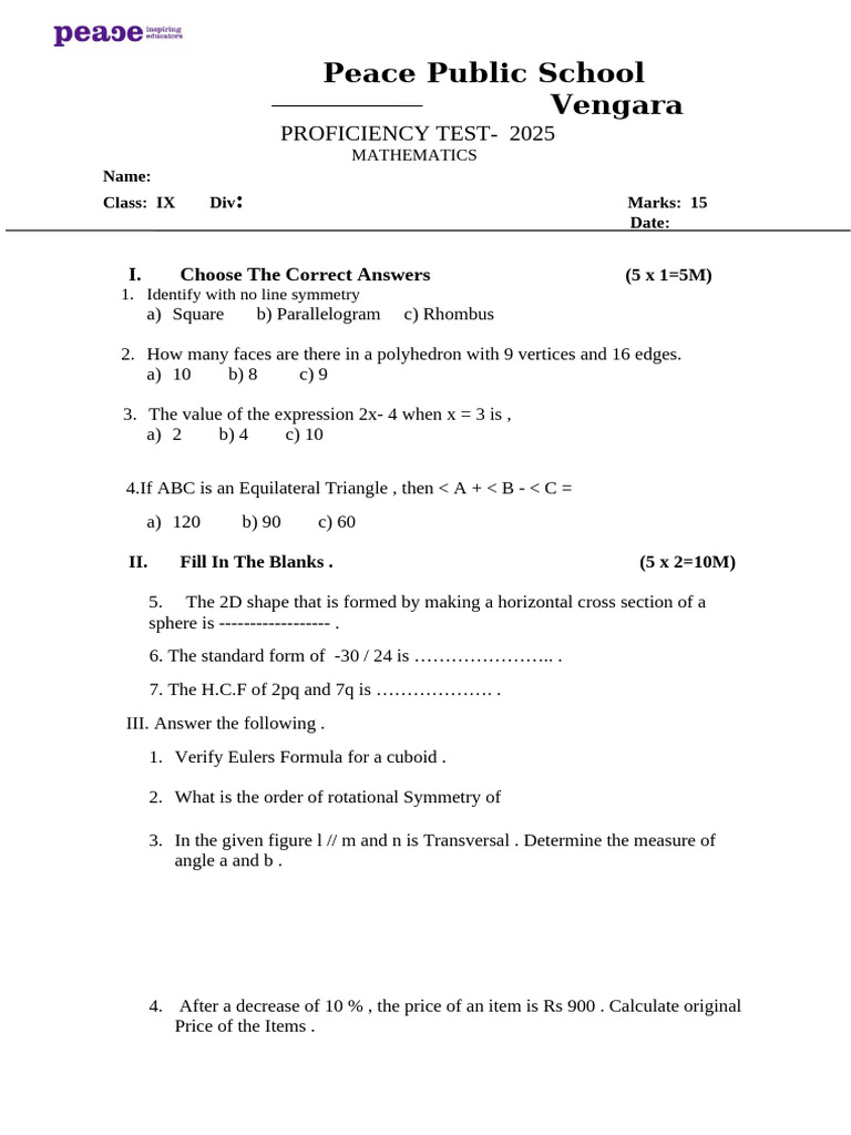Sabna 9th Qs Paper | PDF