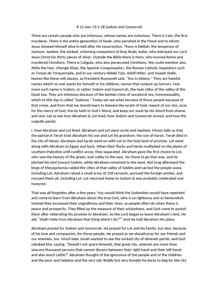 Sodom and Gomorrah: Lessons from Genesis 19 | PDF | Abraham | Sodom And ...