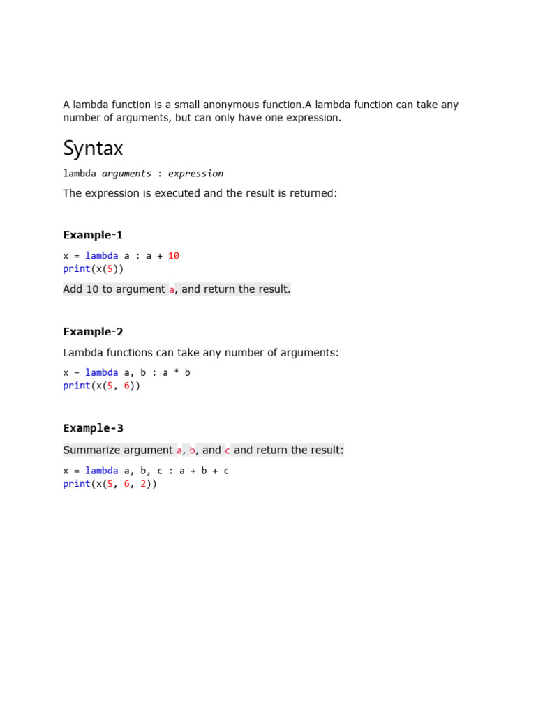 Lambda Function | PDF