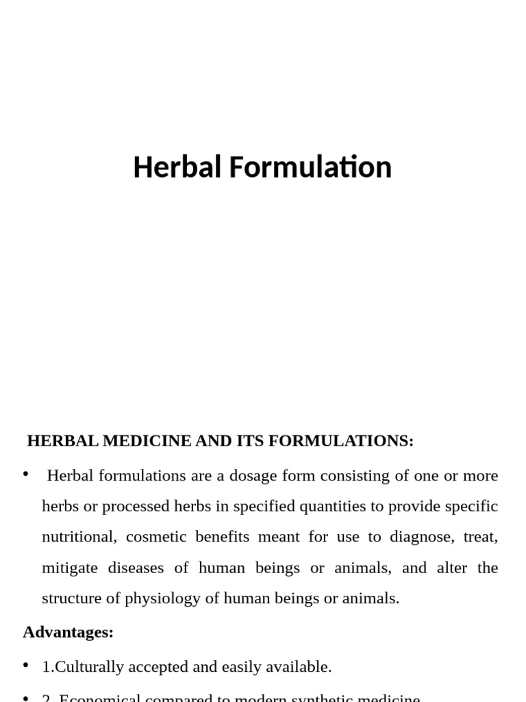 Herbal Formulations: Benefits & Methods | PDF | Tablet (Pharmacy ...