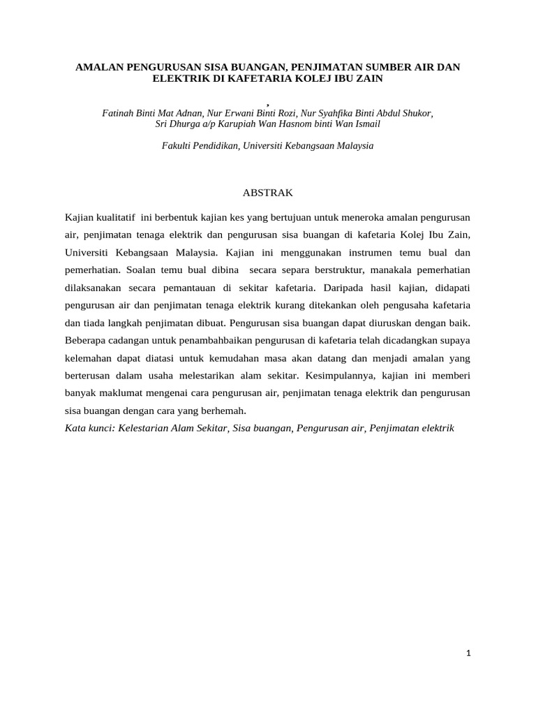 Kafeteria Ibu Zain Ukm | PDF