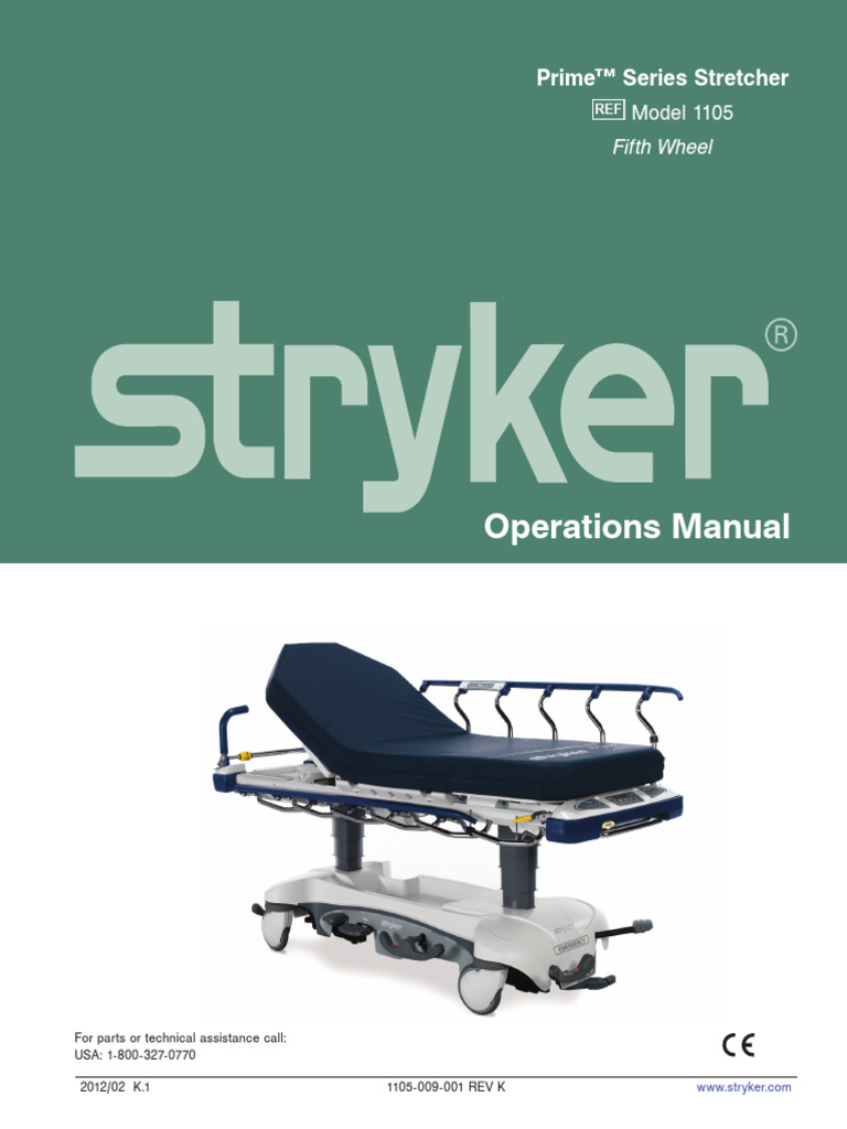 Stryker Prime Series Stretcher Model 1105 Operation Manual | PDF ...