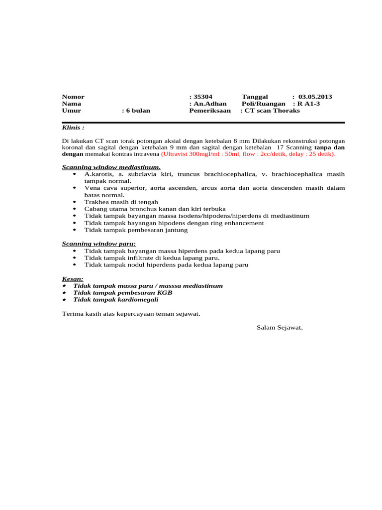 CT Thorax Normal2 | PDF