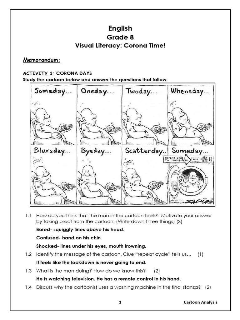 Grade 8 Cartoon Analysis Activities | PDF