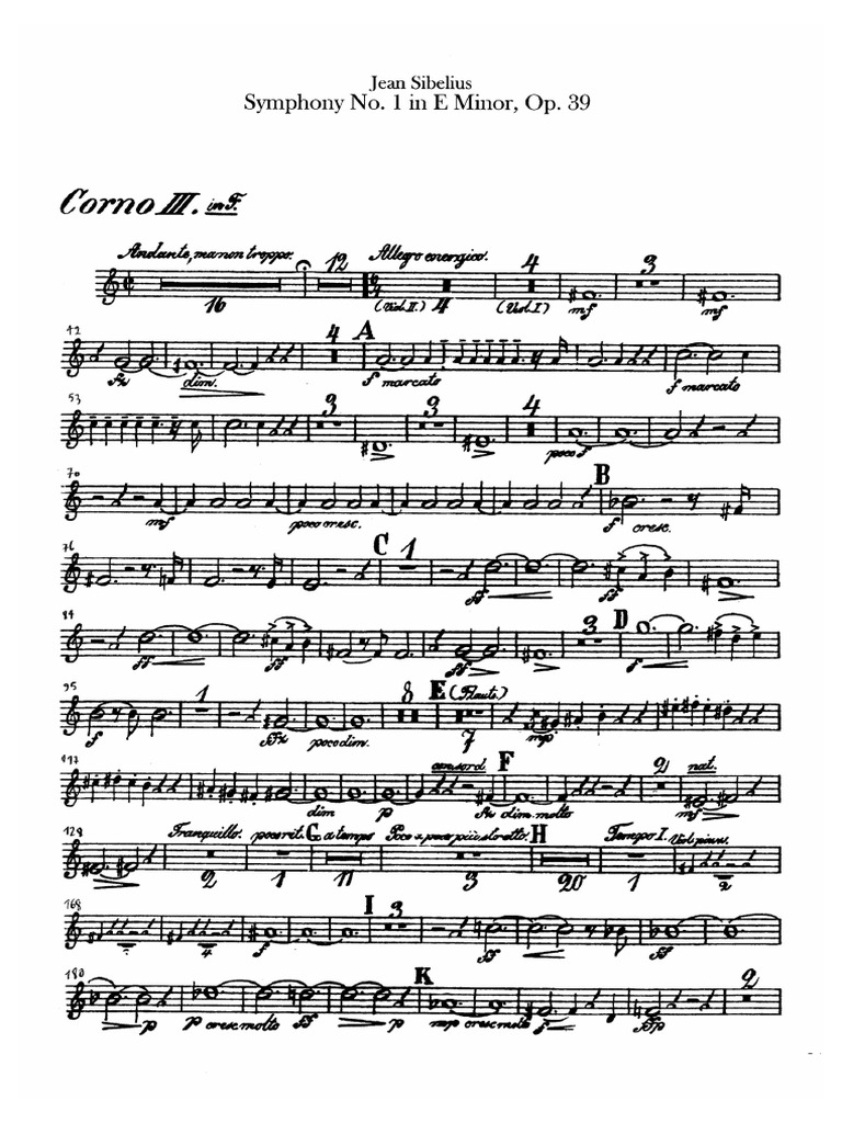 Sibelius - Sinfonia n. 1 (Corno 3) | PDF