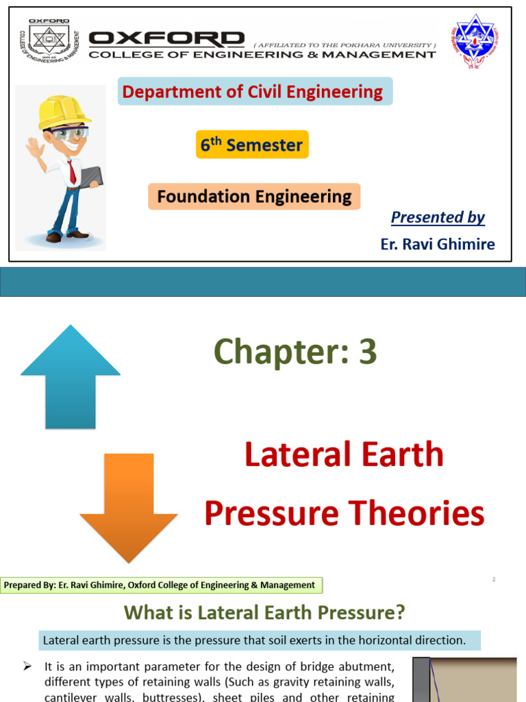 Chapter-3, Lateral Earth Pressure Theories | PDF | Mechanical Engineering | Continuum Mechanics