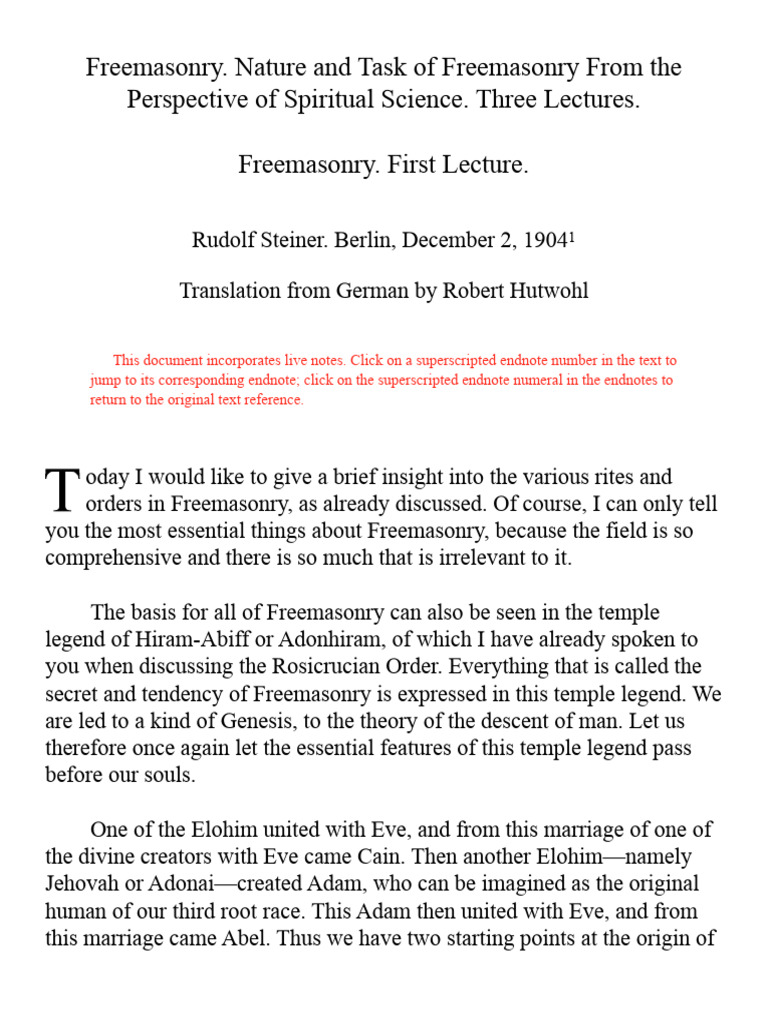 Freemasonry Nature and Task of Freemason | PDF | Cain And Abel ...