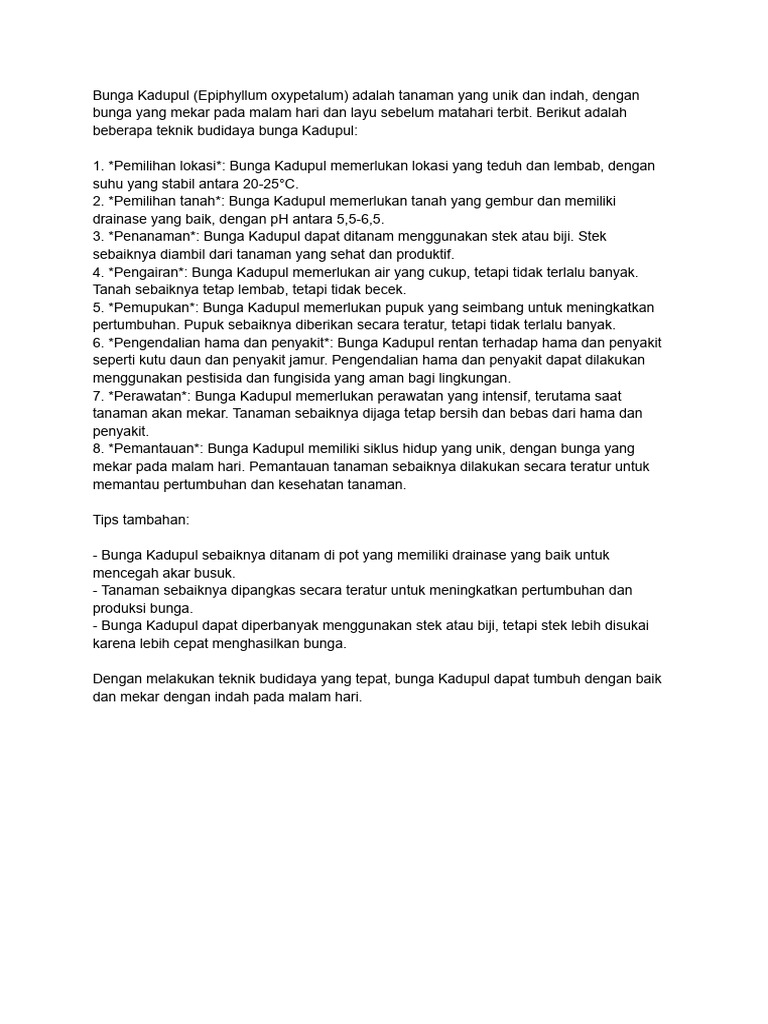 Bunga Kadupul (Epiphyllum Oxypetalum) Adalah Tanaman Yang Unik Dan ...