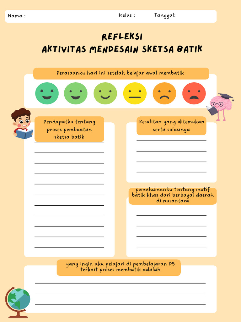 Lembar Kerja Refleksi Pembelajaran P5 Aktivitas Membatik | PDF