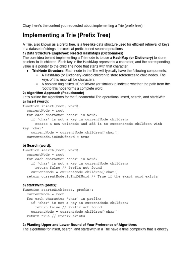 Topic - Q Implement Trie (Prefix Tree) - Information O.. | PDF | Theoretical Computer Science ...