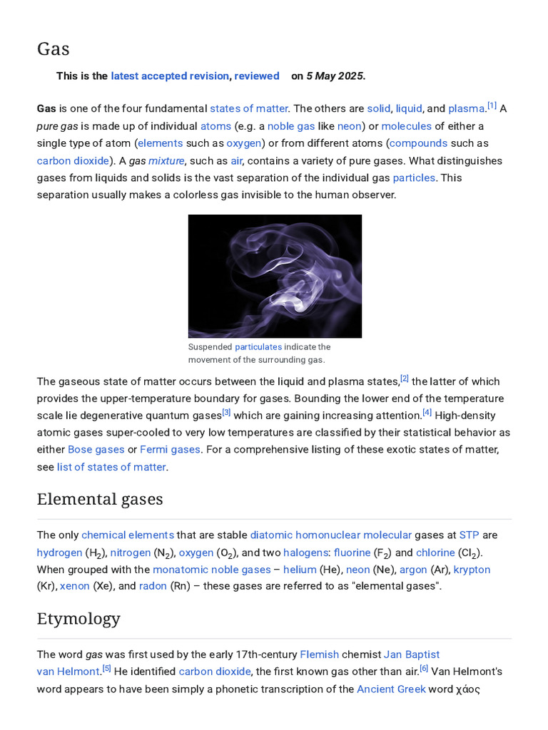 Gas - Wikipedia | PDF | Gases | Temperature