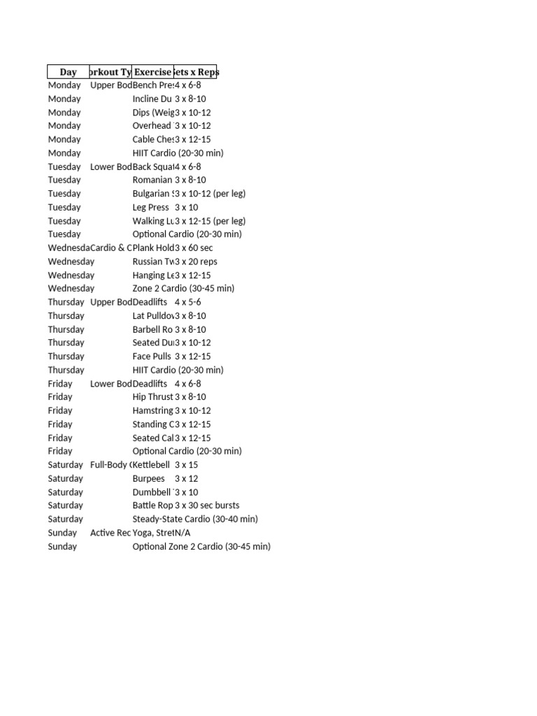 Hybrid Workout Program | PDF