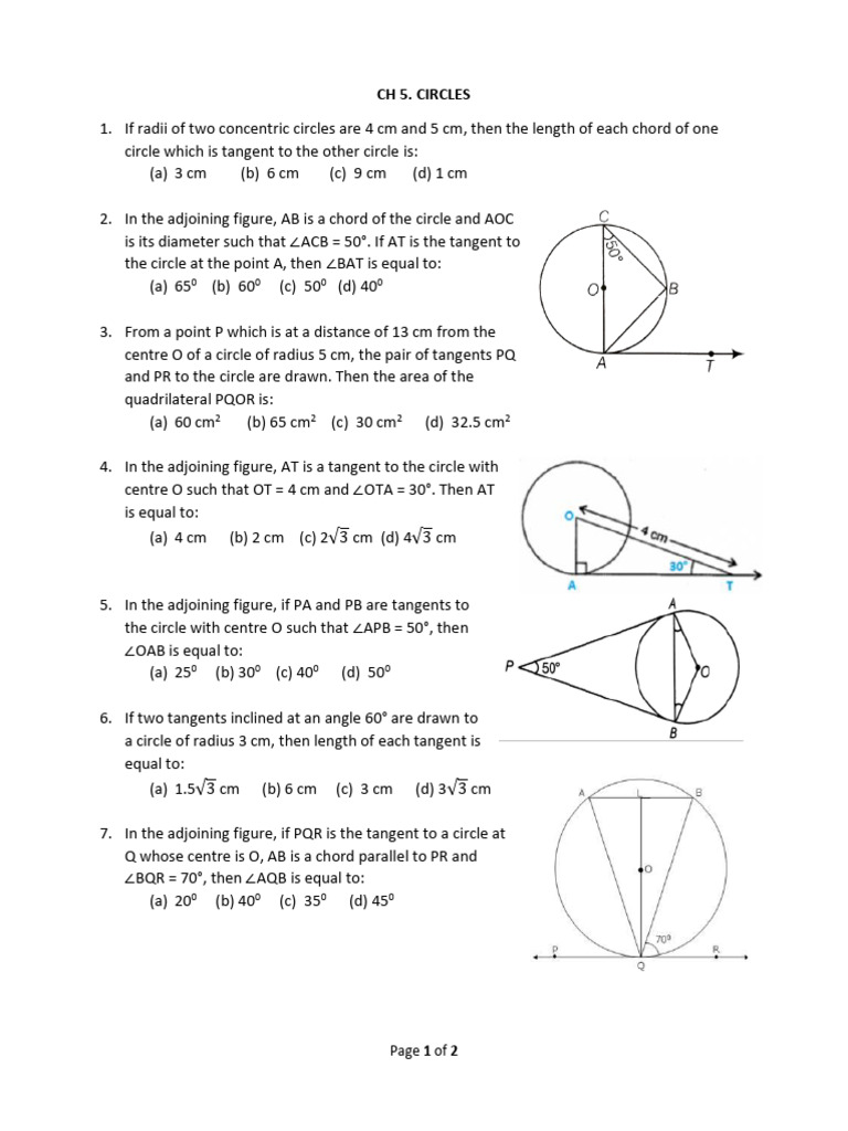 10 CIRCLES MCQs | PDF