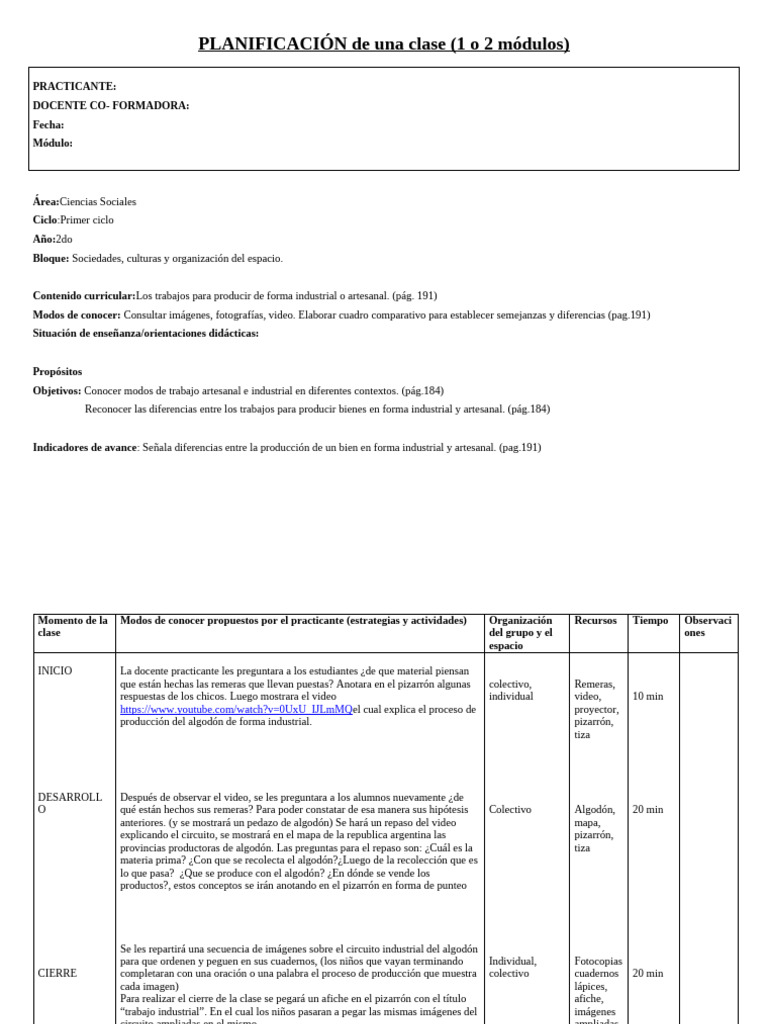 Modelo de Planificacion de Una Clase | PDF | Póster