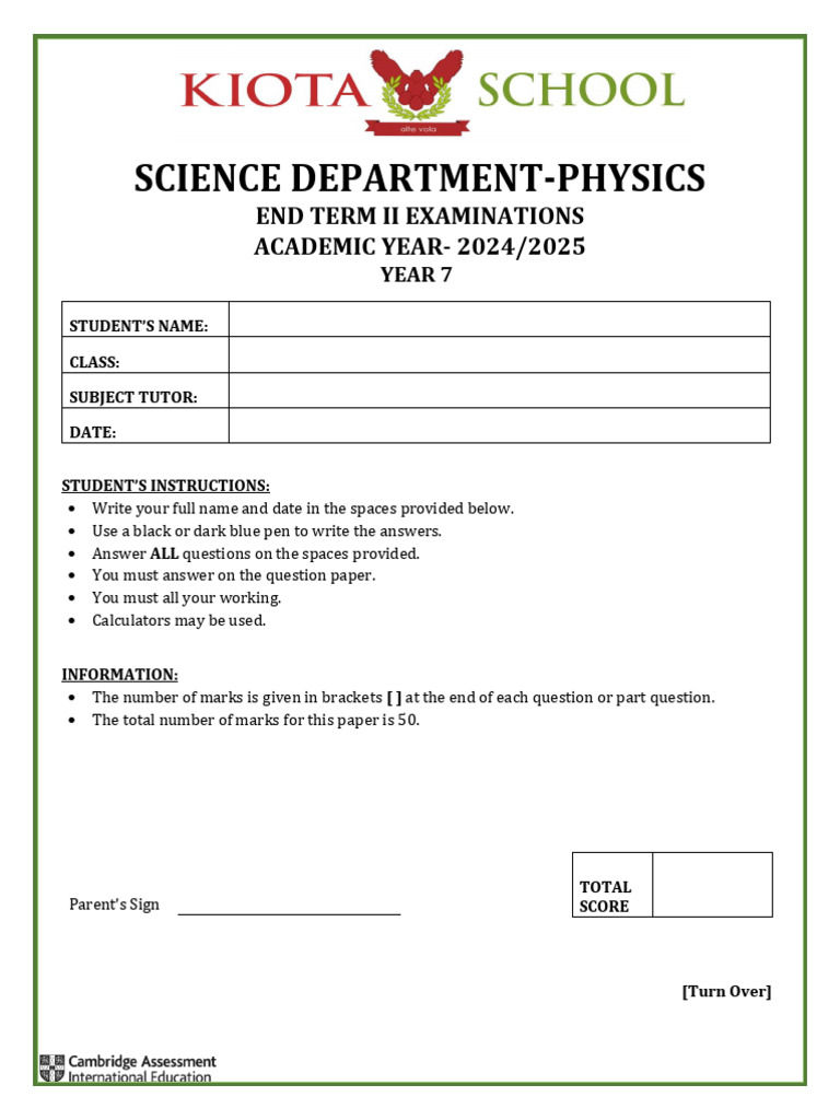 Year7 Physics End of Term 2 Exam | PDF | Solar System | Tide