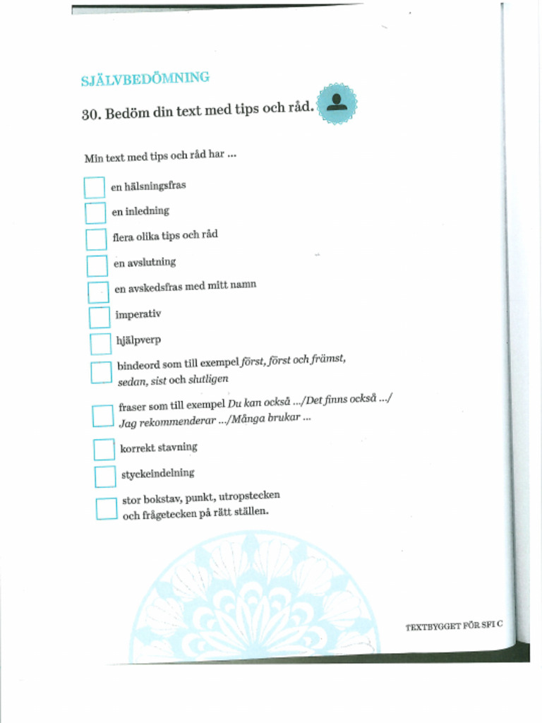 Självbedömning Och Kamratrespons Texter Med Tips Och Råd TB C | PDF