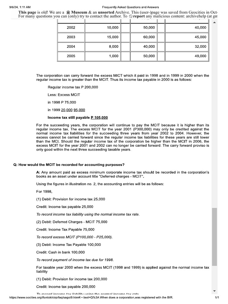 Mcit Sample Entries | PDF