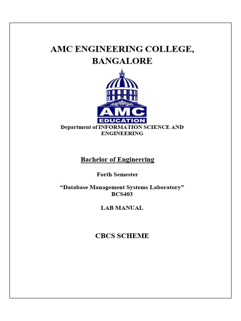 Lab Manual BCS403 Updated | PDF | Databases | Sql