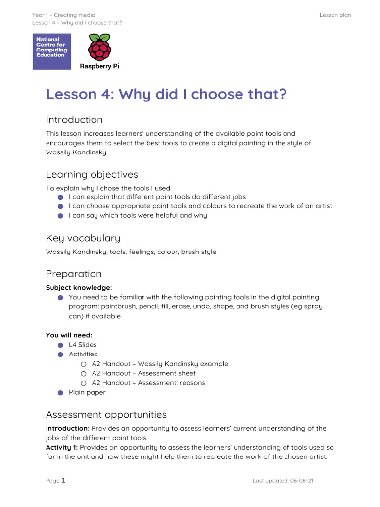 L4 Lesson Plan - Digital Painting - Y1 | PDF | Abstract Art | Wassily Kandinsky