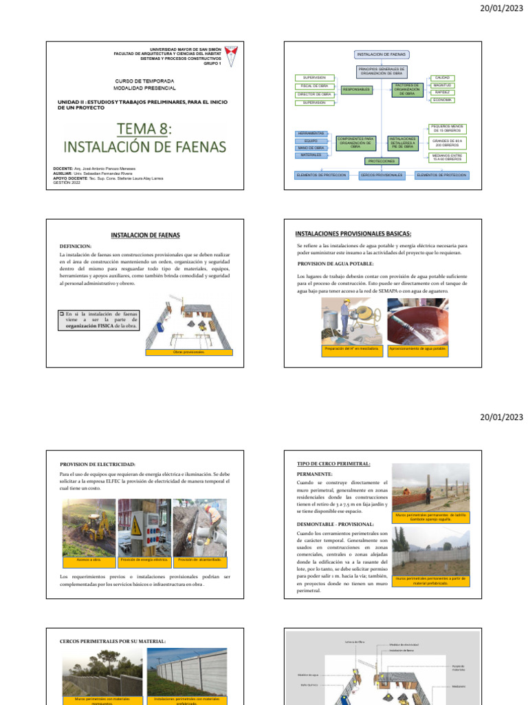 Unidad Ii - Tema 8 Instalacion de Faenas - Verano Cons Ii 2022 Presencial | PDF | Agua