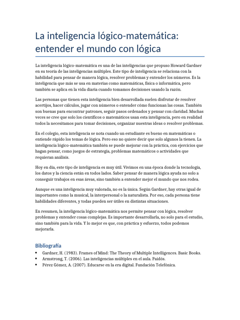 Ensayo Inteligencia Logico Matematica | PDF