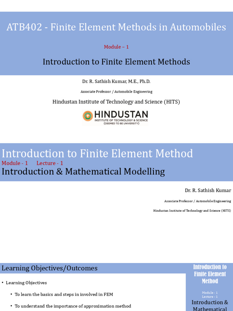 Unit - 1 - PPT Material - ATB402 - Finite Element Methods in Automobiles | PDF | Finite Element ...