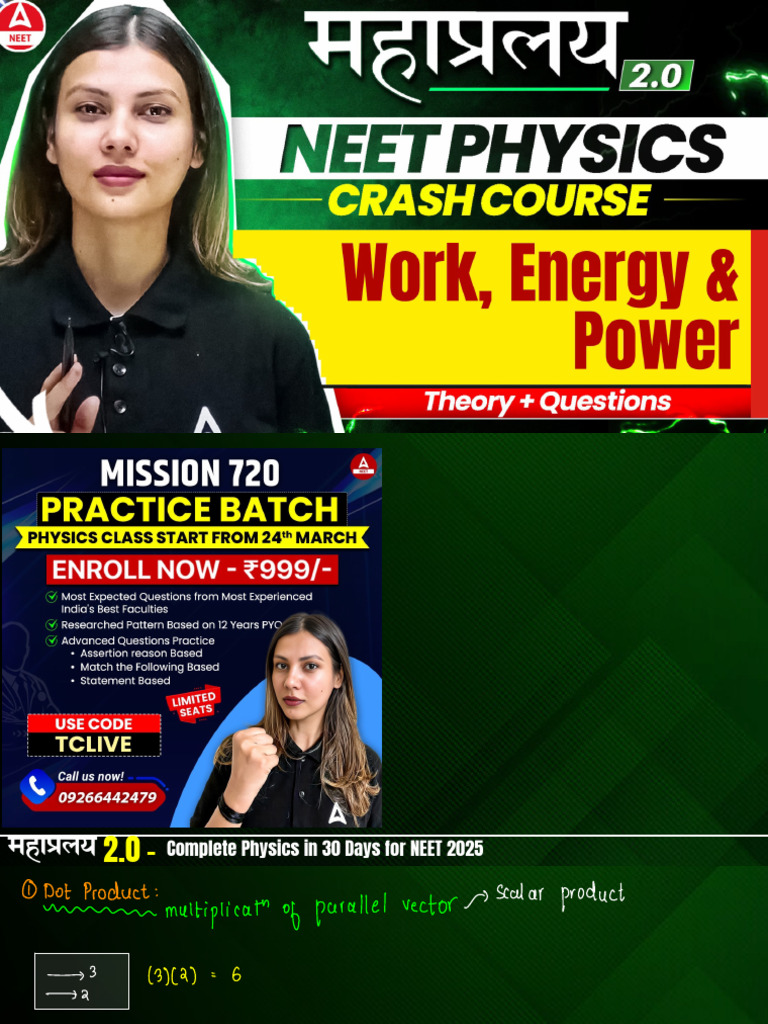MAHA ONE SHOT - Work, Energy and Power | PDF | Force | Friction