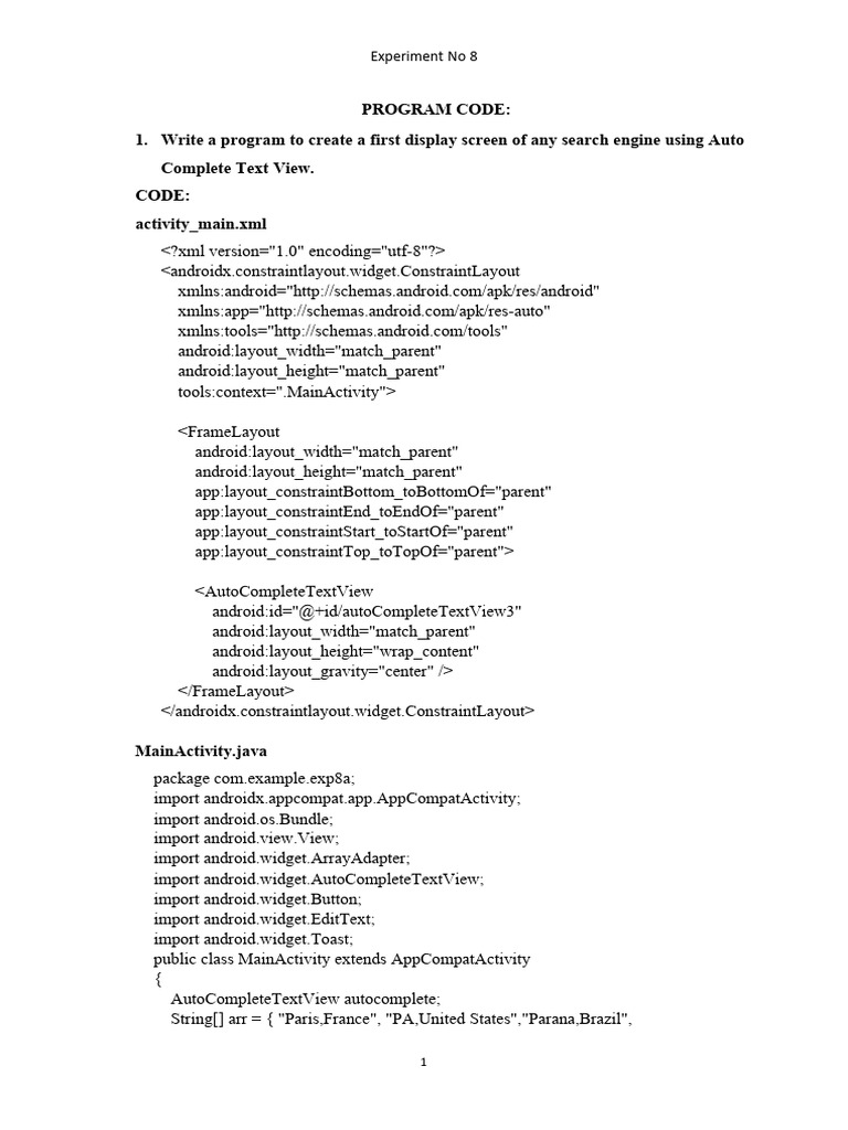 Experiment No 8 MAD 64 With Pages Removed | PDF | Android (Operating ...