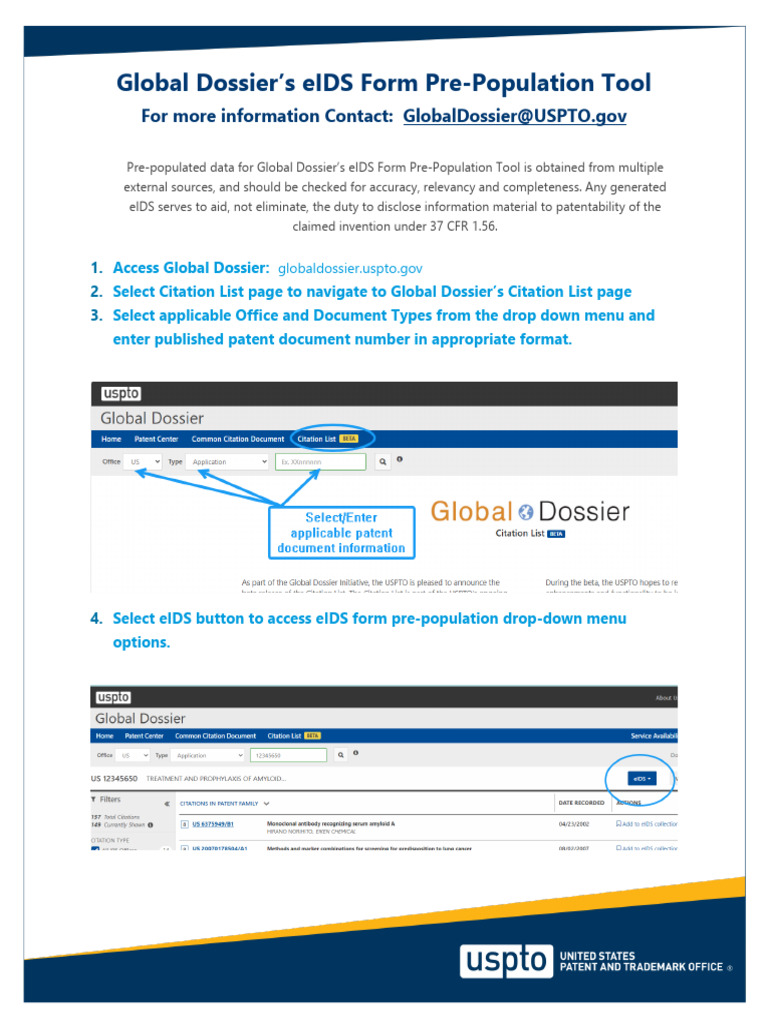 Global Dossier Instructions | PDF