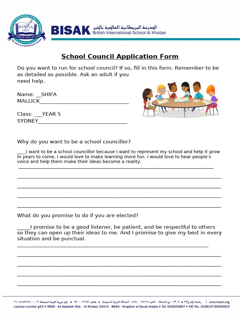 School Council Application Form | PDF