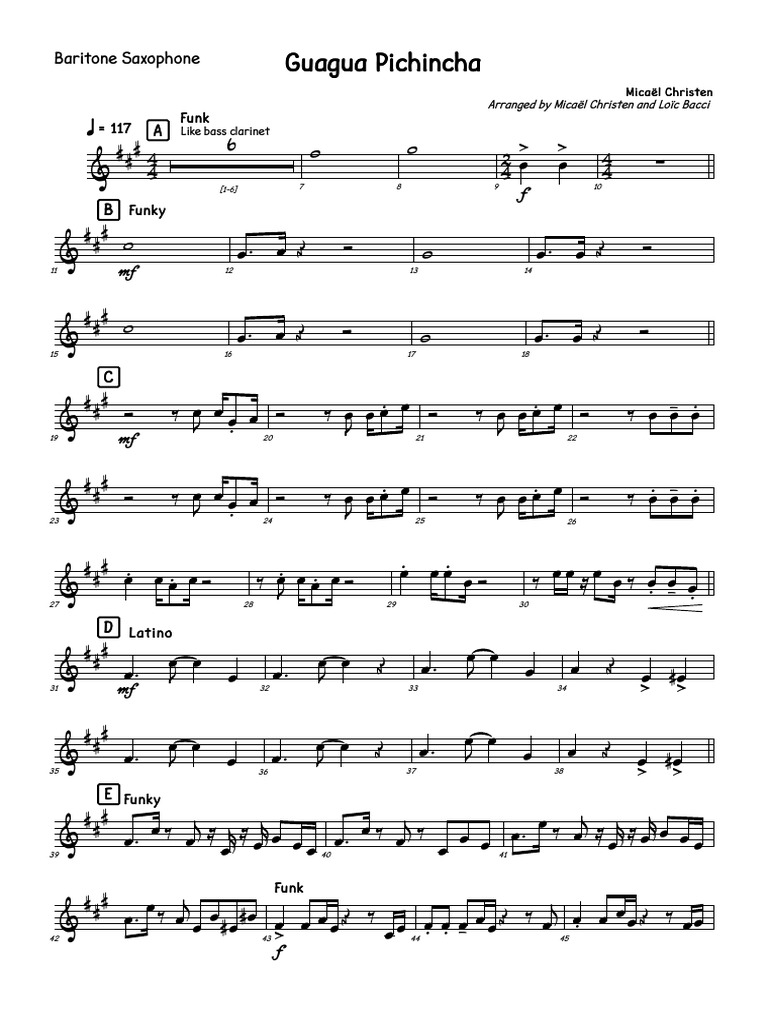 Guagua Pichincha-Baritone - Saxophone | PDF | Woodwind Instruments ...