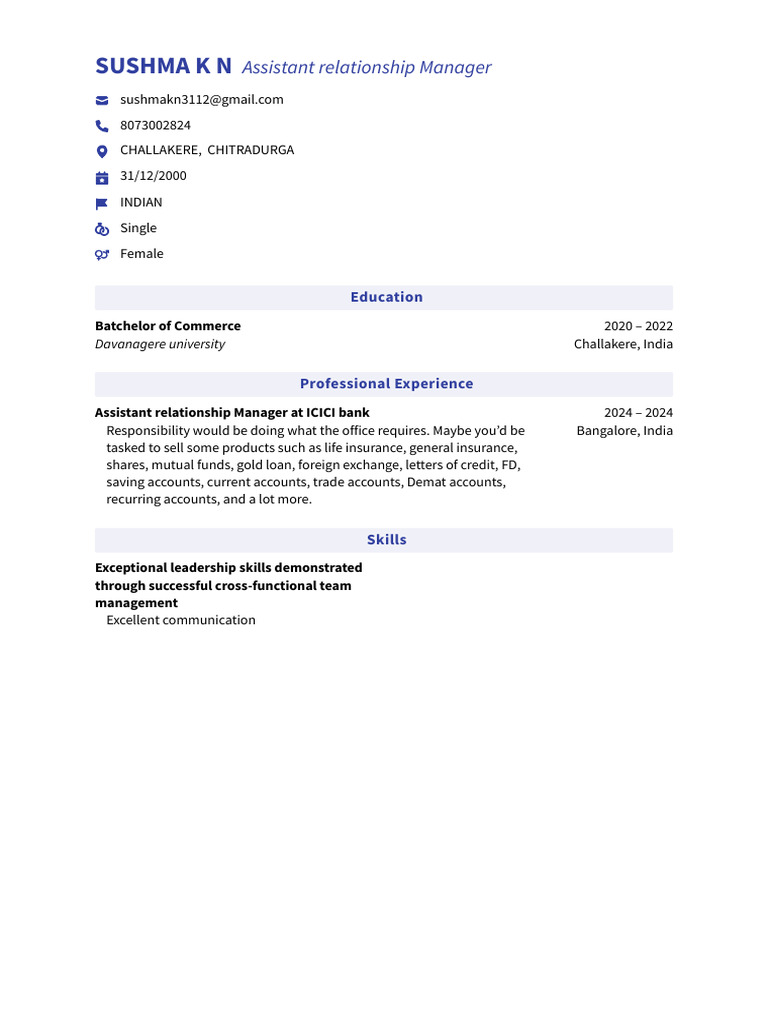 SUSHMA-K-N-FlowCV-Resume-20250405 | PDF