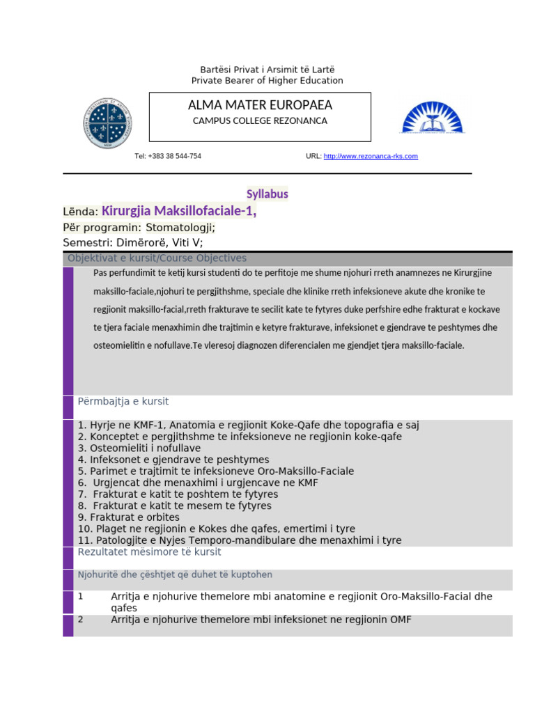 Syllabusi I KMF | PDF