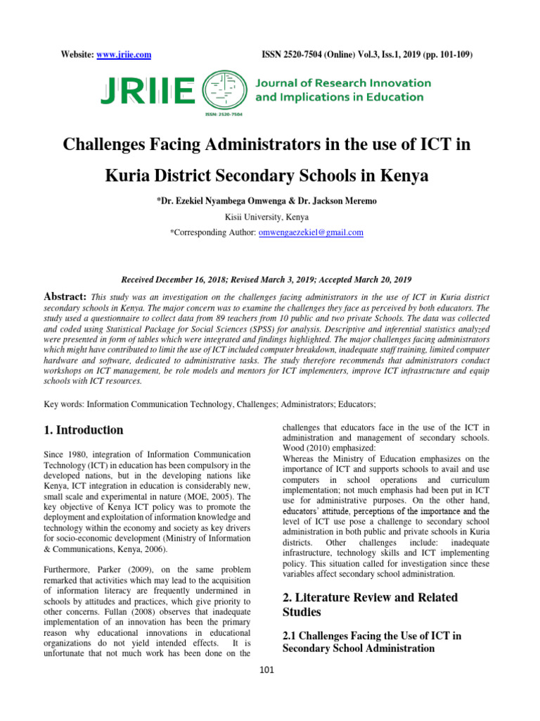 Challenges Facing Administrators in The | PDF | Information And Communications Technology | Internet