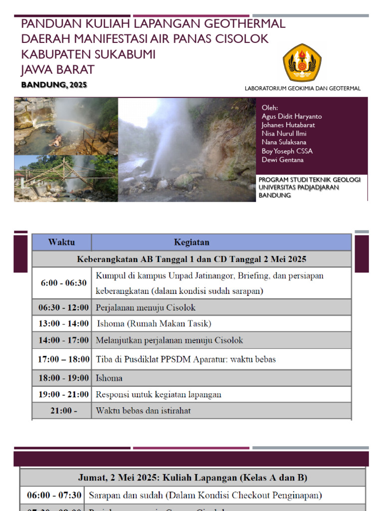 Kuliah Lapangan Geothermal Cisolok | PDF