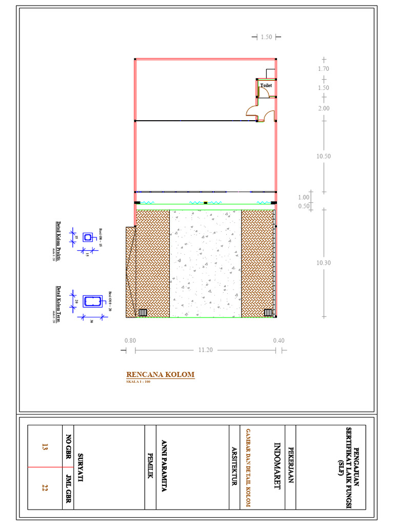 Kolom Detail dan Rencana Skala 1:100 | PDF