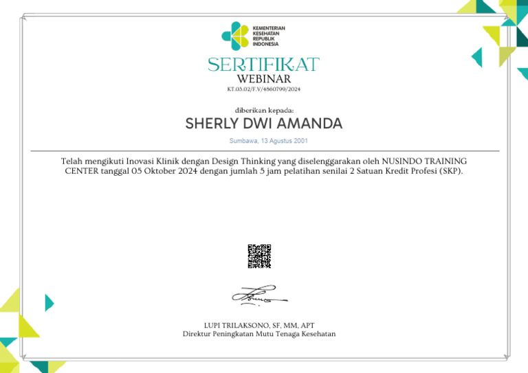 KT - Sertifikat Inovasi Klinik - 2024 | PDF