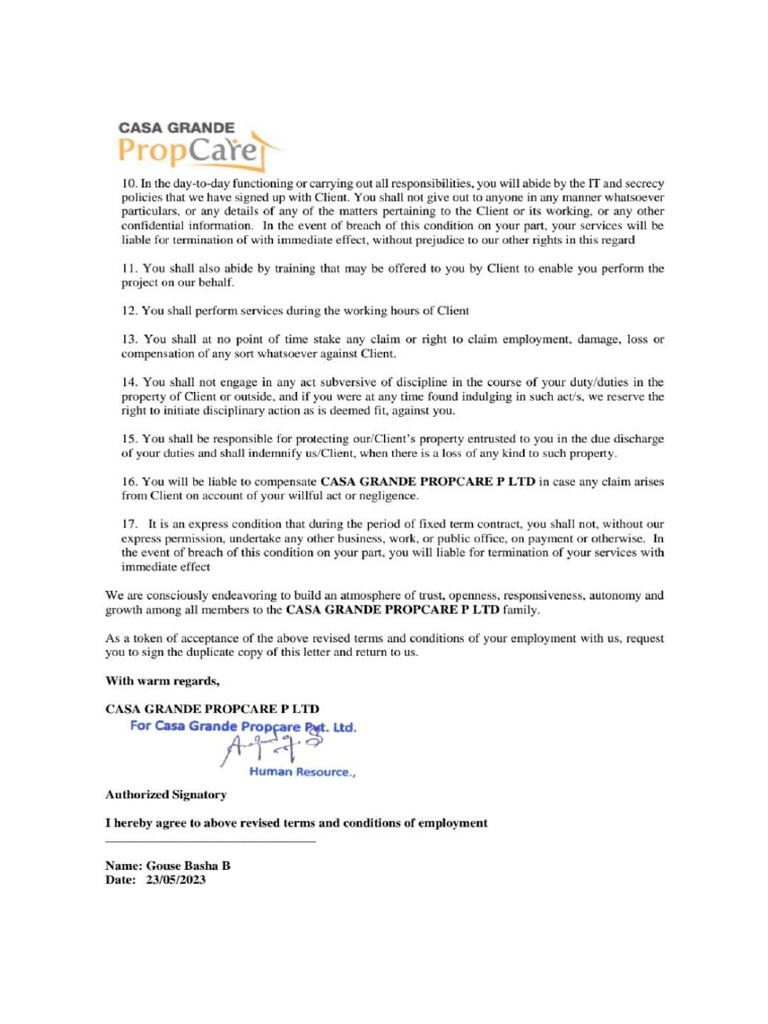 Company Offer Letter | PDF