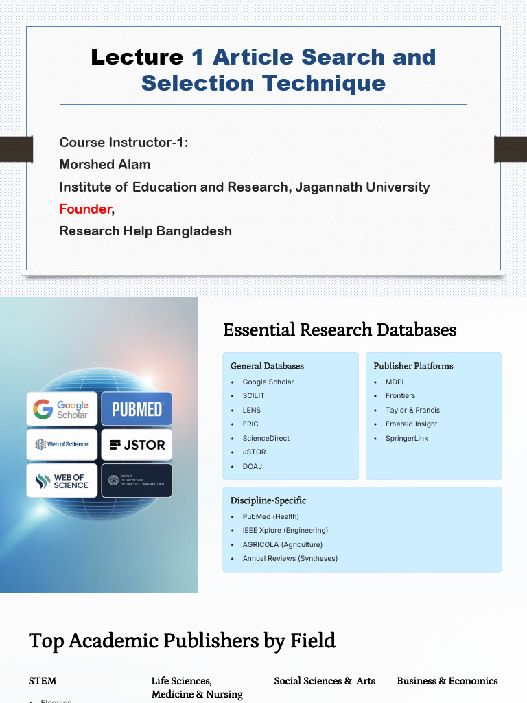 Lecture Sheet 1 Article Search and Selection Technique | PDF | Citation ...