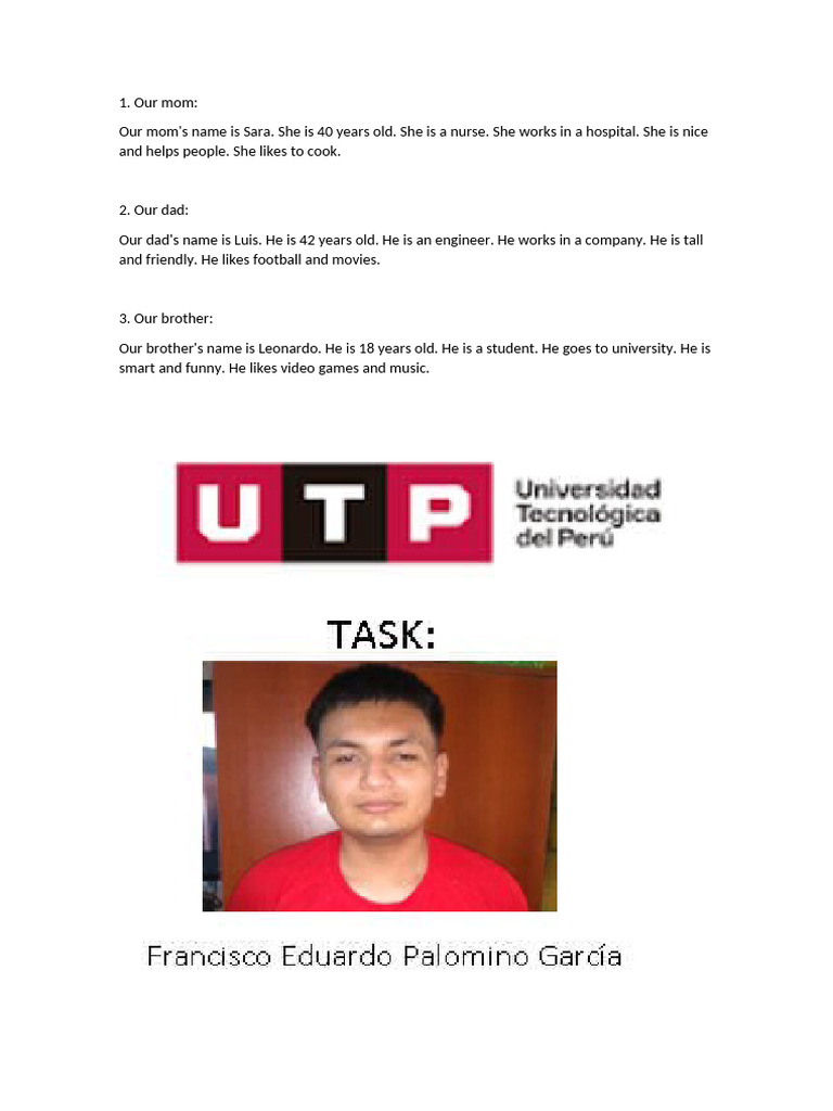Task Assignment - My Family-Francisco Palomino Gracía | PDF