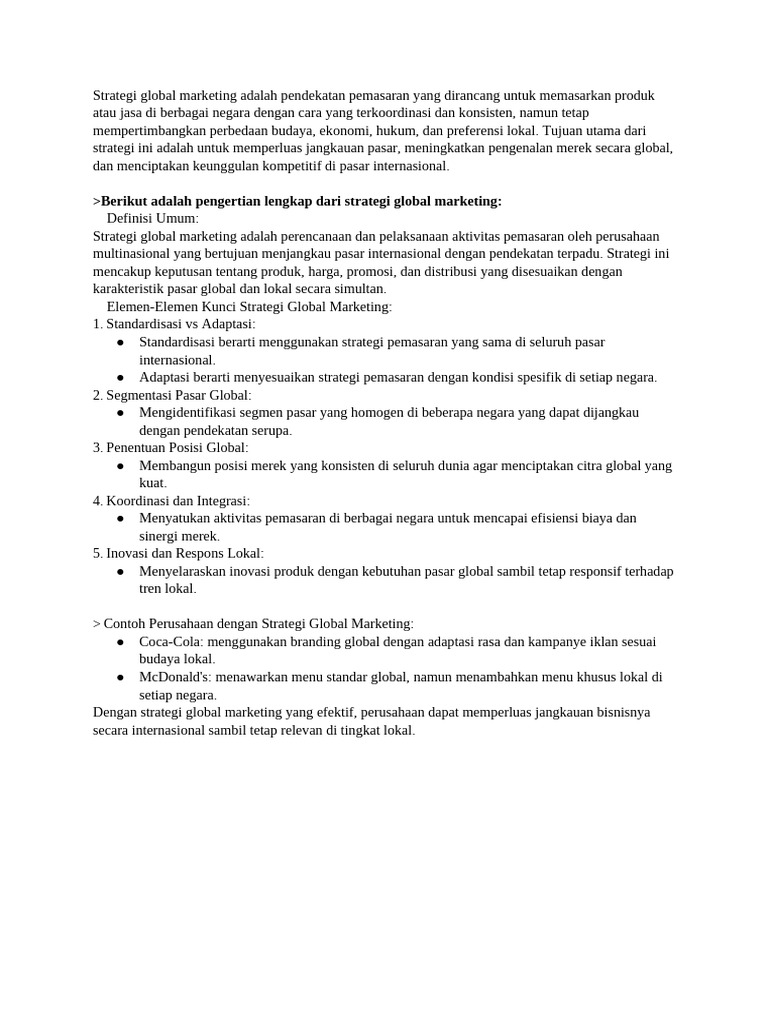 Strategi Global Marketing | PDF