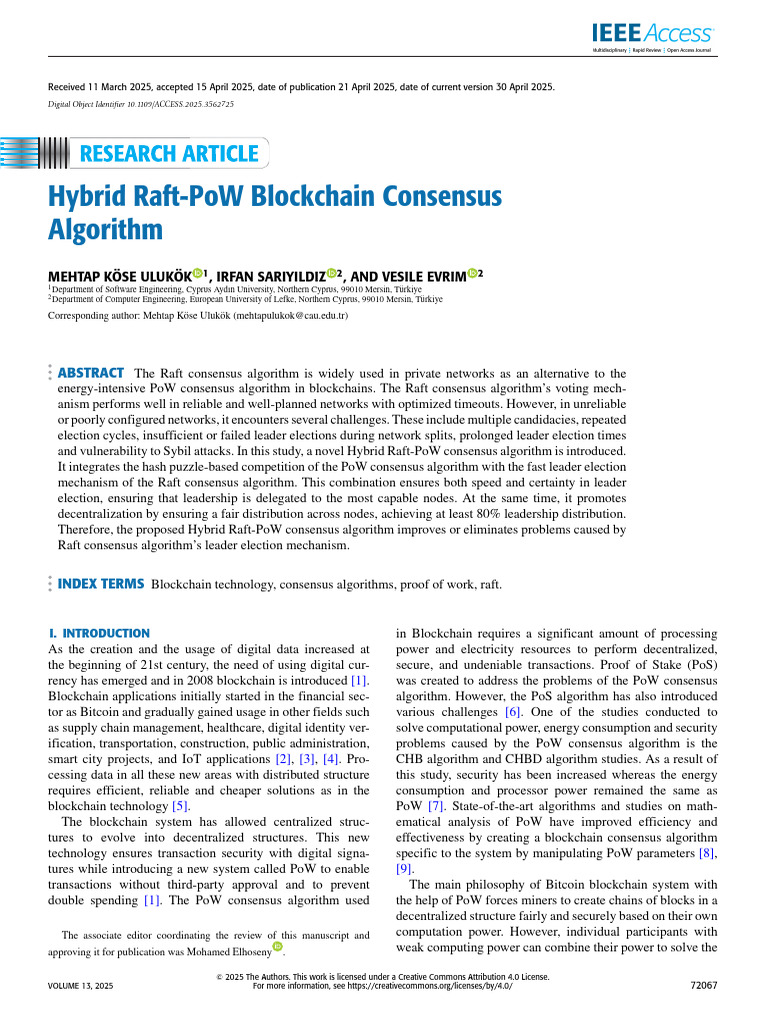 Hybrid Raft Pow Blockchain Consensus Algorithm Pdf Computer Science 