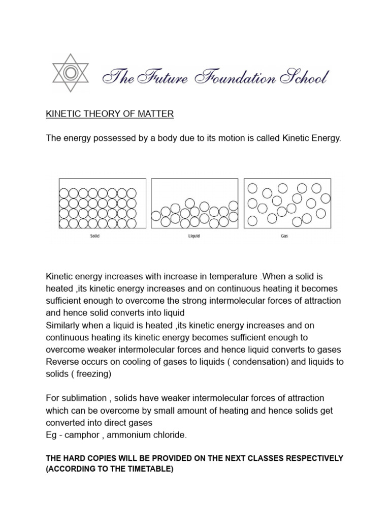 Matter and Its Composition - Kinetic Theory of Matter-1 | PDF