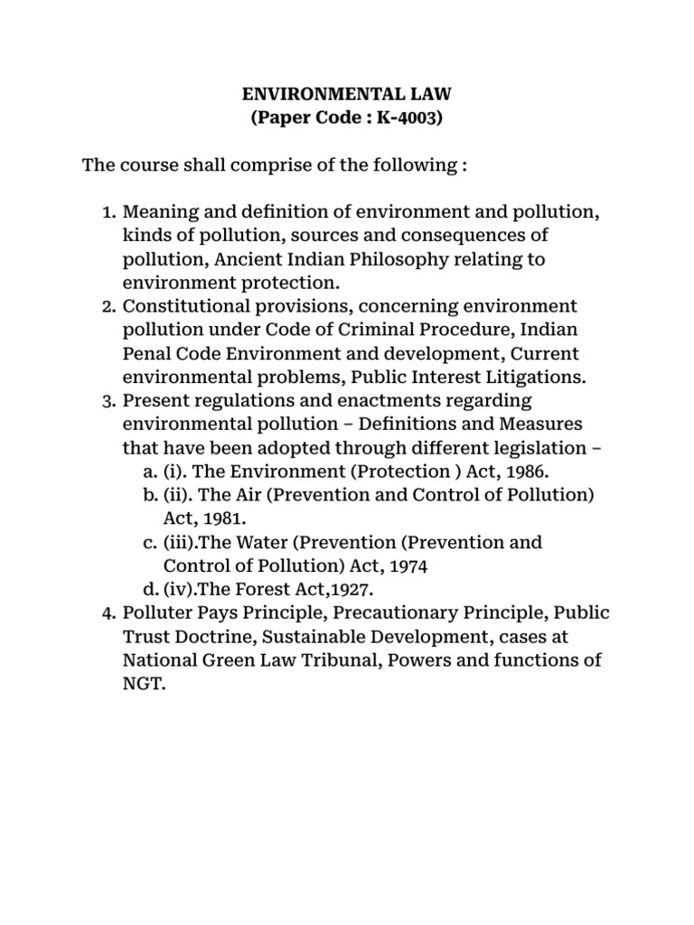 Key Concepts in Environmental Law | PDF | Environmental Protection ...